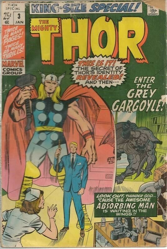 Thor Annual #3 ORIGINAL Vintage 1971 Marvel Comics Grey Gargoyle ...