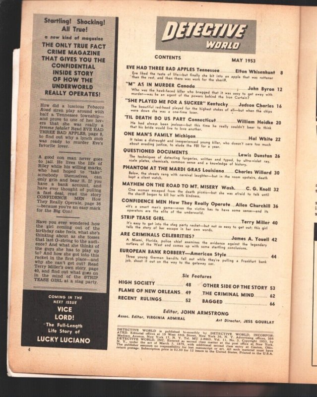 Detective World 5/1953-Bound woman tortured with burning cigarette on ...