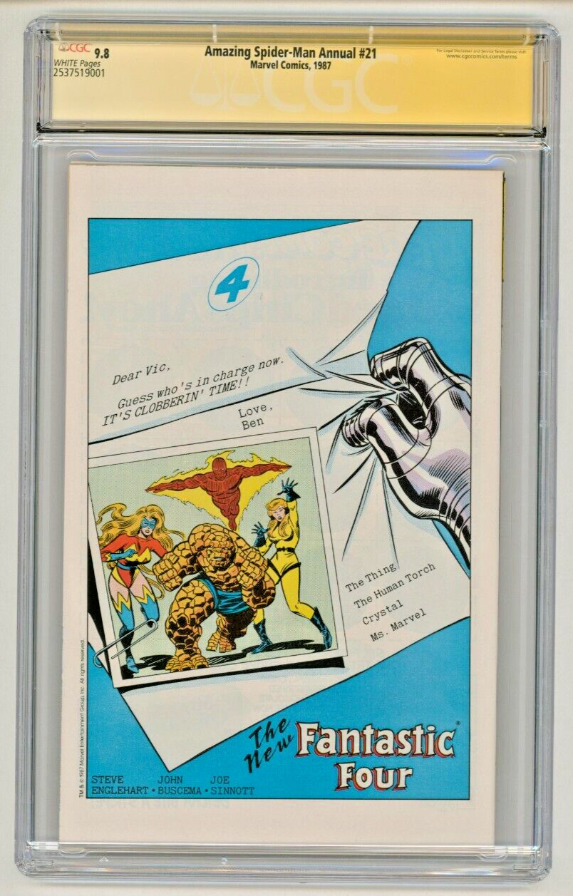 CGC SS 9.8 Amazing Spiderman Annual #21 SIGNED by John Romita Sr & Wife ...