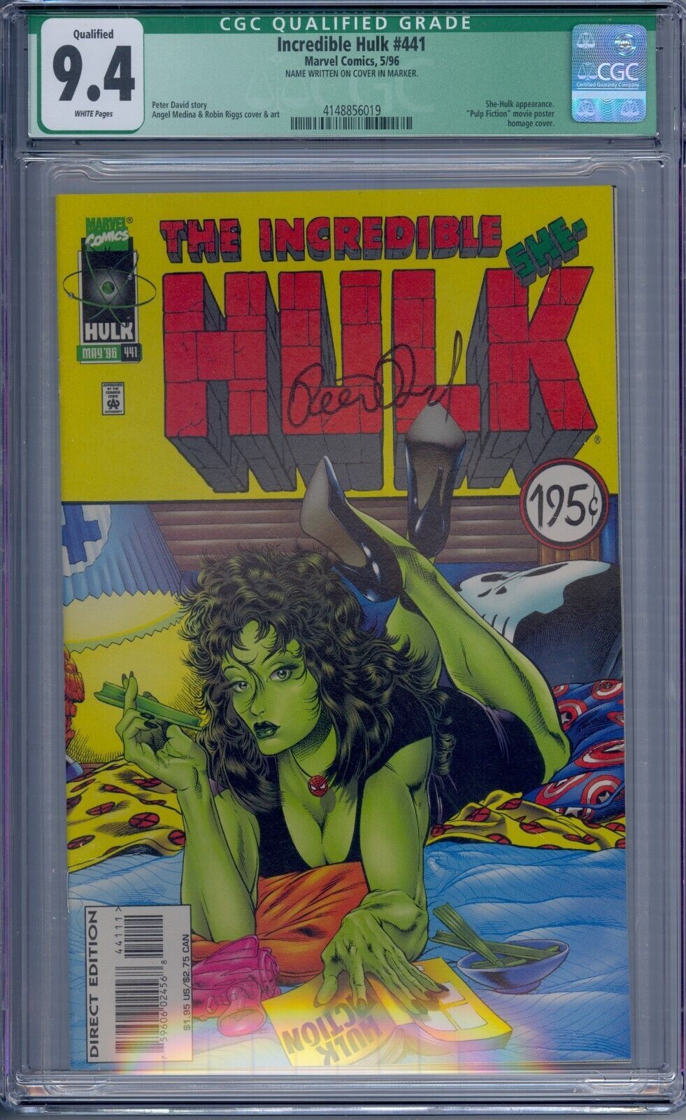 Incredible Hulk #441 CGC 9.4 Signed Peter David She-Hulk Cover White ...