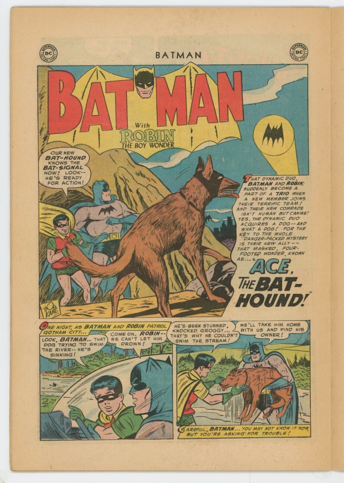 Batman 92 Coverless 0.3 DC 1955 Golden Age First Ace the Bat-Hound ...