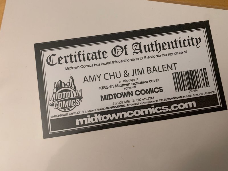 Kiss 1 Midtown Comics NYC Exclusive Signed AMY CHU & JIM Balent With ...