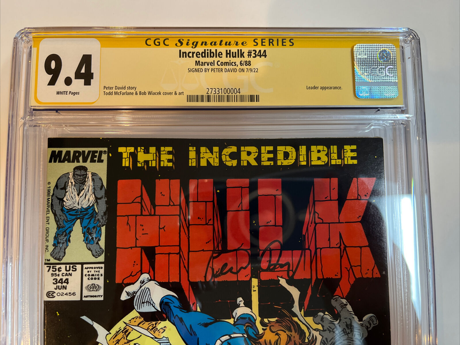 Incredible Hulk (1988) # 344 (CGC 9.4 SS WP) Signed Peter David ...