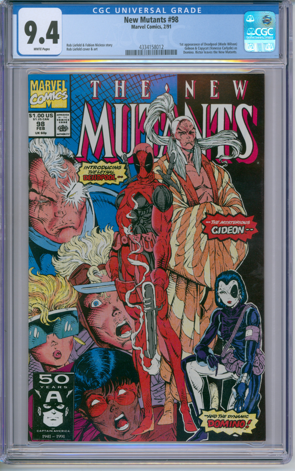 New Mutants #98 CGC 9.4 Marvel Comics 1991 1st Appearance Of Deadpool ...