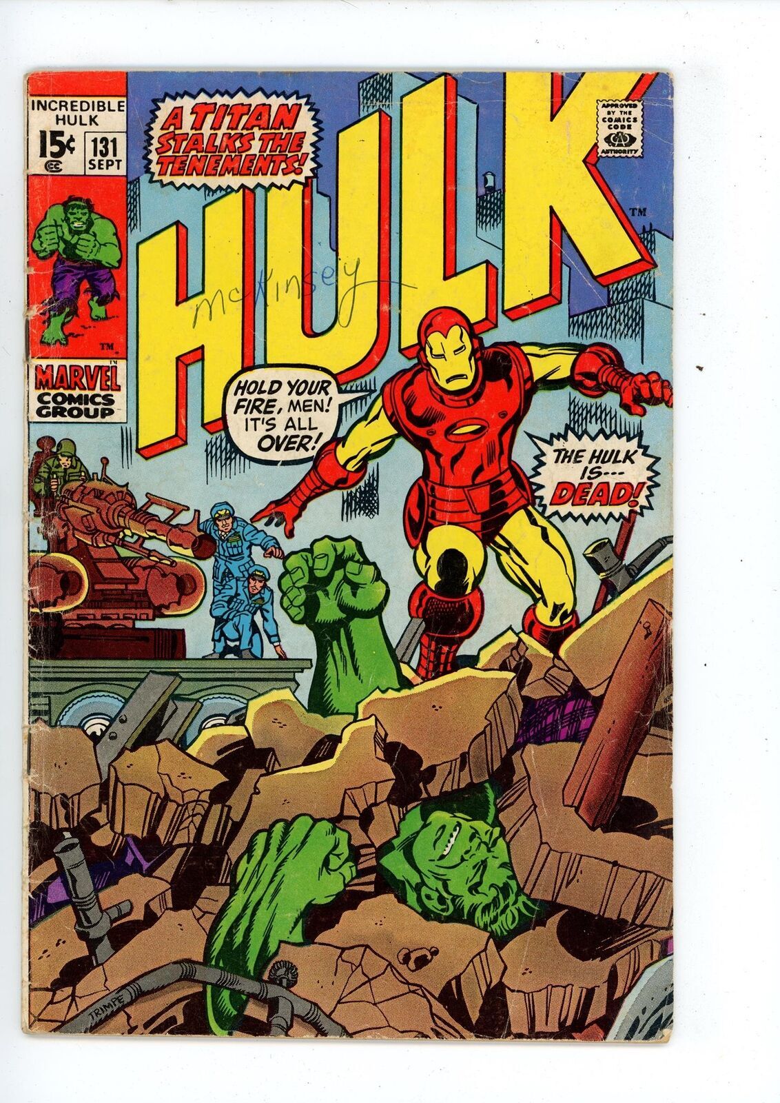 The Incredible Hulk #131 (1970) First Appearance: Jim Wilson Marvel ...
