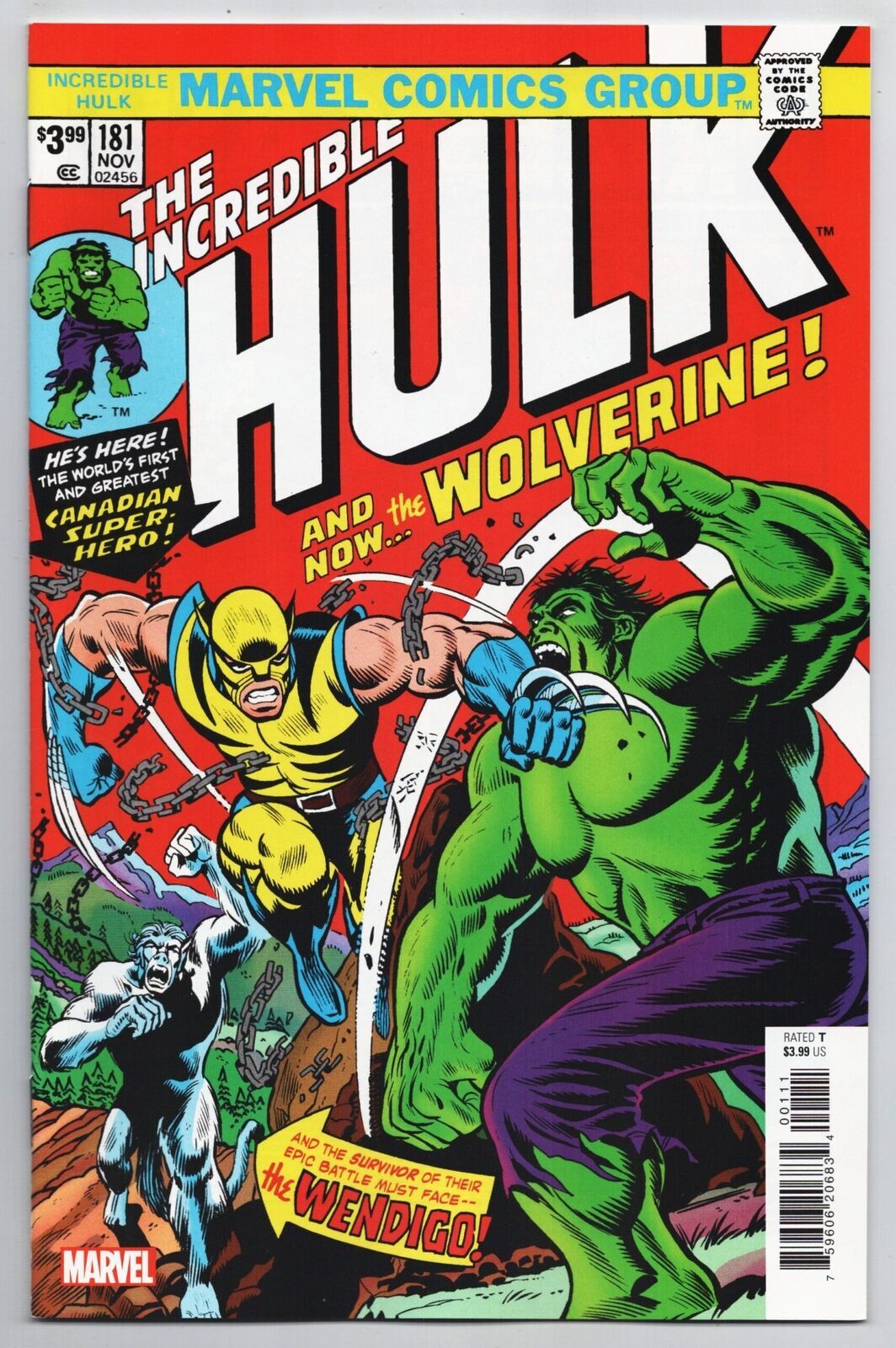 Incredible Hulk #181 [1974] Facsimile Edition | 1st Wolverine (Marvel ...
