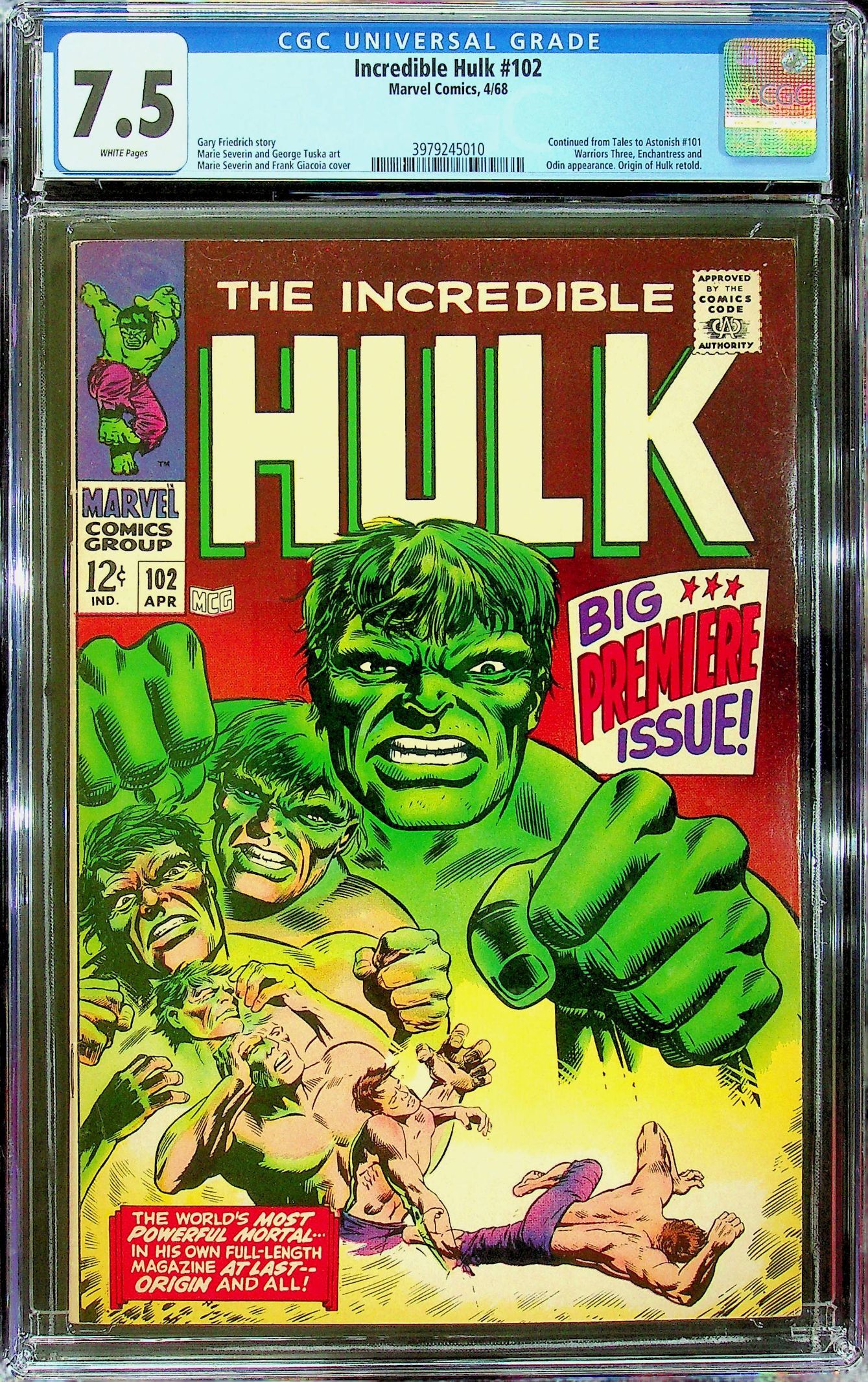 The Incredible Hulk #102 (1968) - CGC 7.5 - Cert #3979245010 | Comic ...