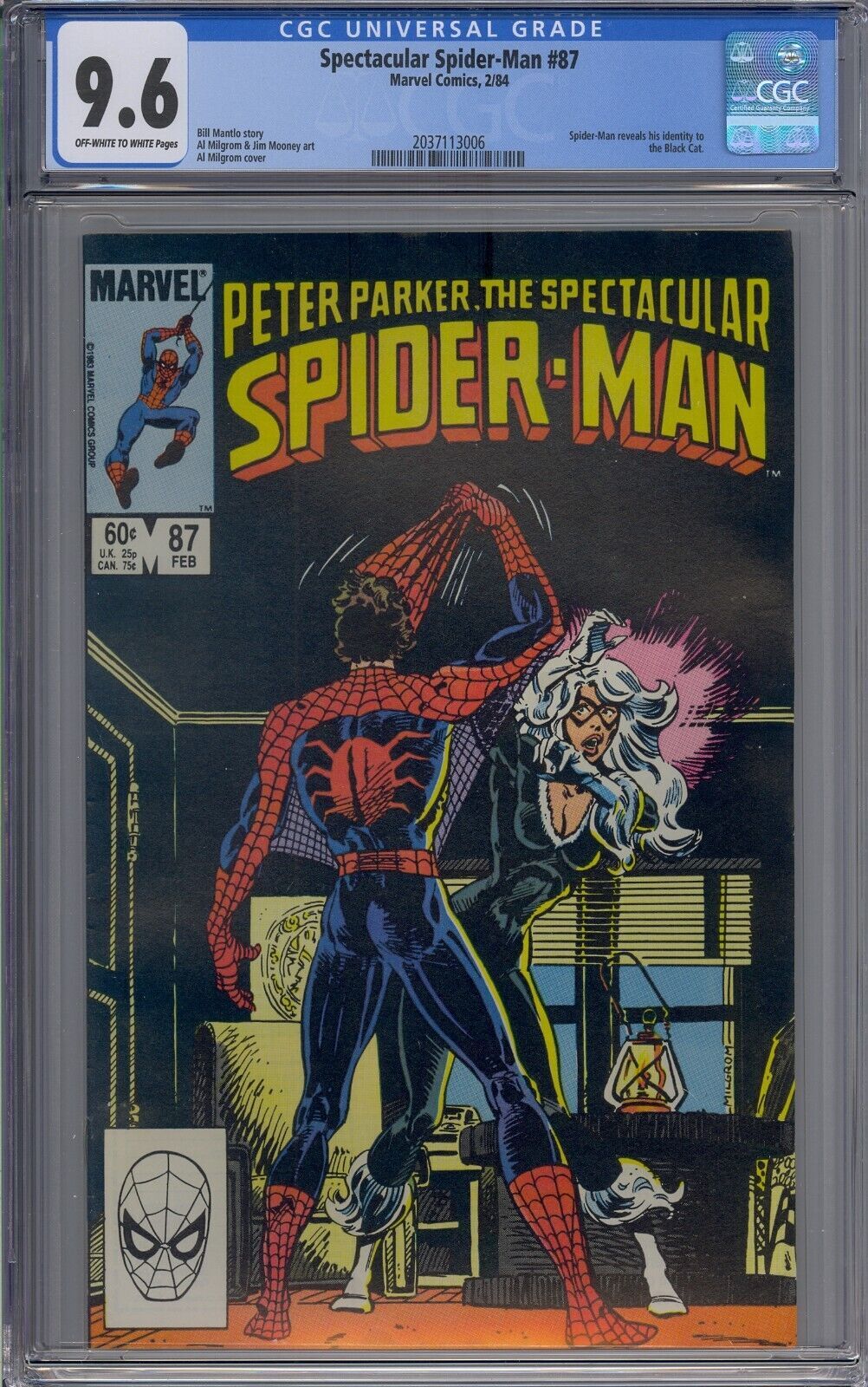 Spectacular Spider-Man #87 CGC 9.6 Spider-Man Reveals Identity to Black ...