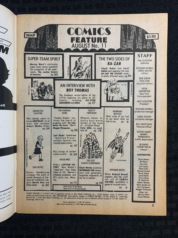1981 COMICS FEATURE Fanzine Magazine #11 VG/FN 5.0 Jack Kirby / Gene ...