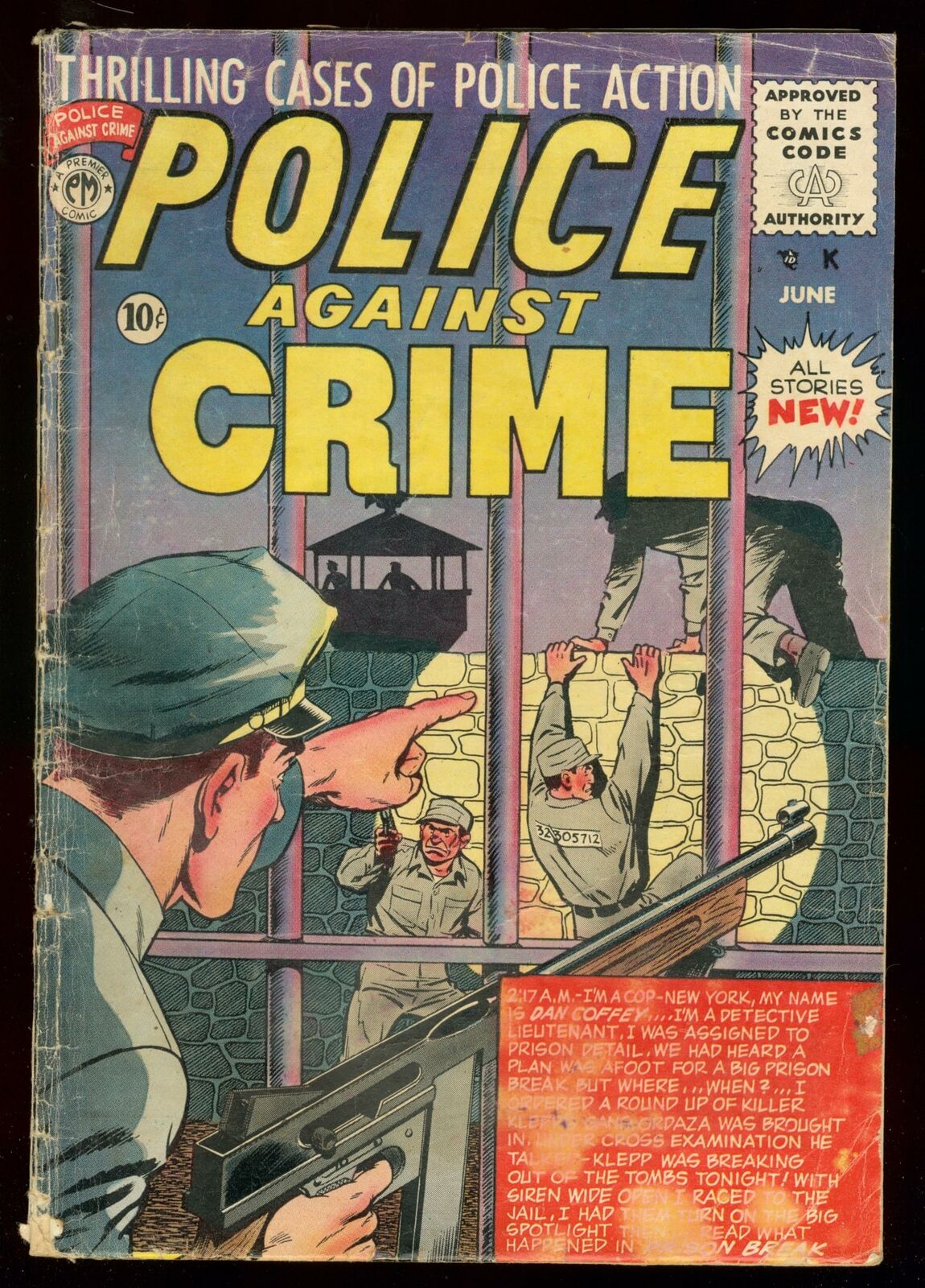 Police Against Crime #8 1955 Jailbreak Cover -- A-Bomb G | Comic Books ...