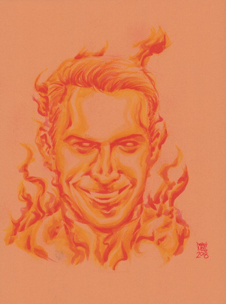Human Torch Portrait Drawing - Signed art by Drew Moss | Comic ...