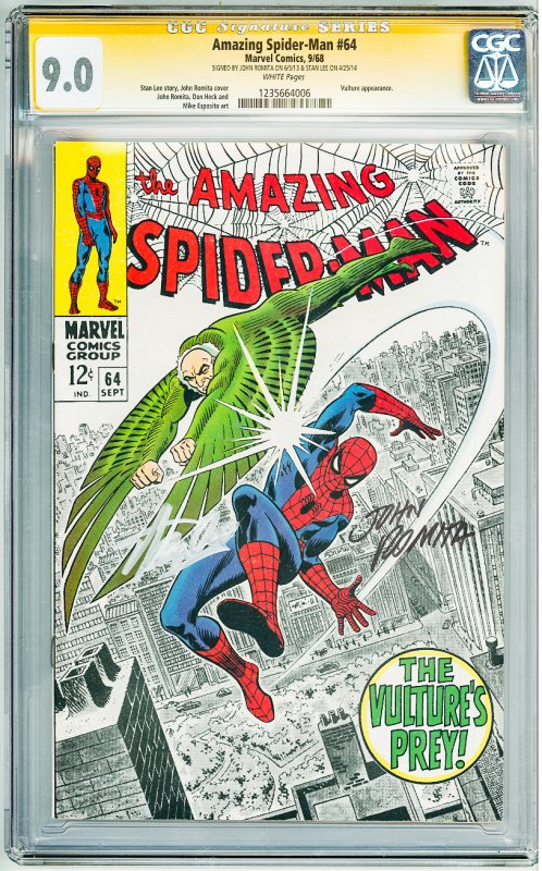 The Amazing Spider-Man #64 (1968) CGC Signature 9.0! Signed by Stan Lee ...