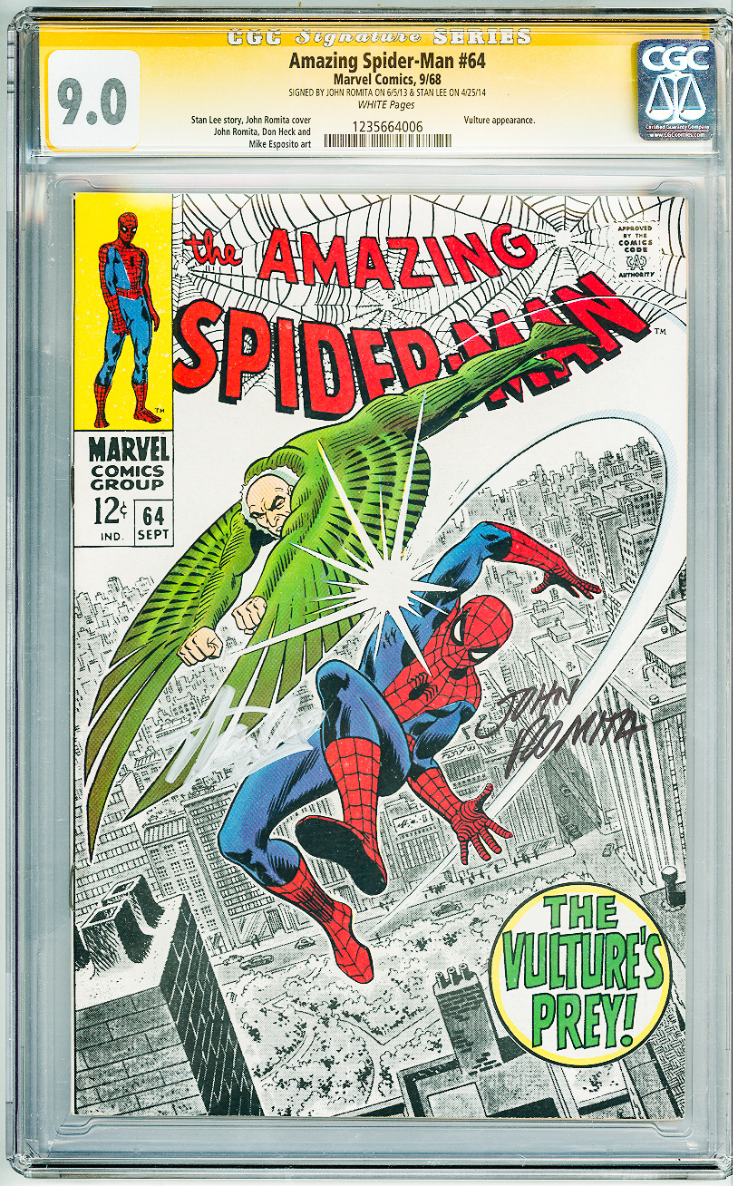 The Amazing Spider-Man #64 (1968) CGC Signature 9.0! Signed by Stan Lee ...