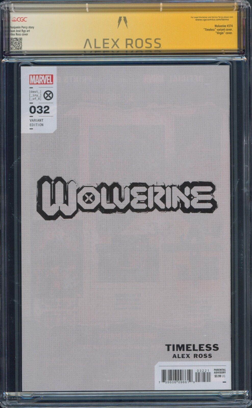 Wolverine #32 CGC 9.8 SS Alex Ross Signed Timeless Rhino Custom Label 4001 2023 | Comic Books ...