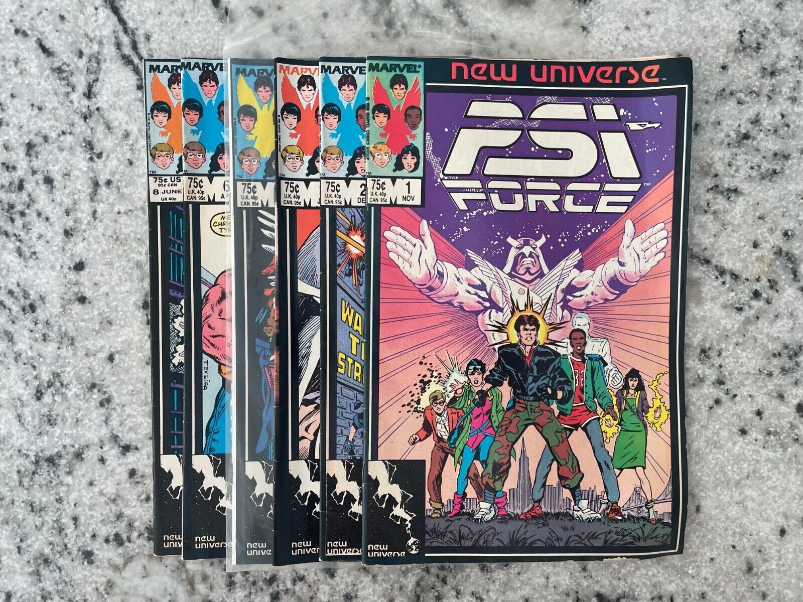 6 Psi-Force Marvel New Universe Comic Books # 1 2 3 4 6 8 Shooter Verse ...