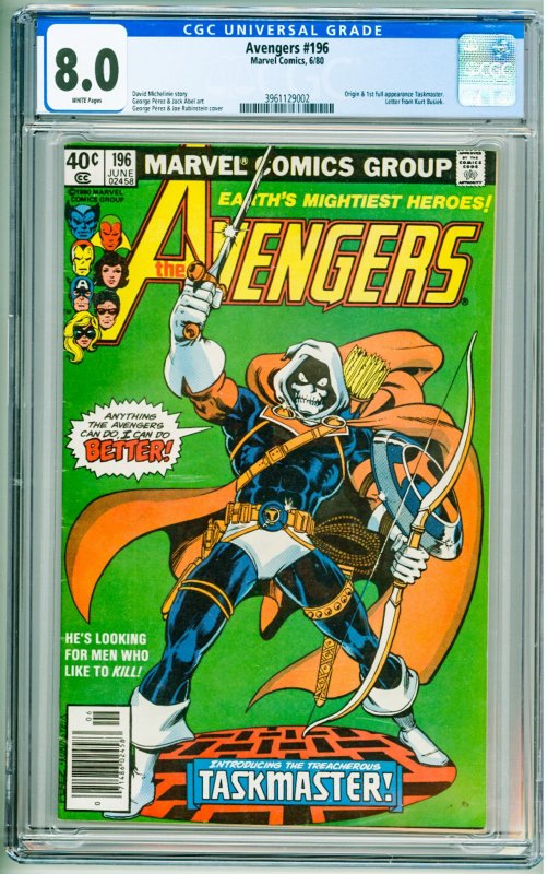 The Avengers #196 (1980) CGC 8.0! 1st Full Appearance of Taskmaster ...