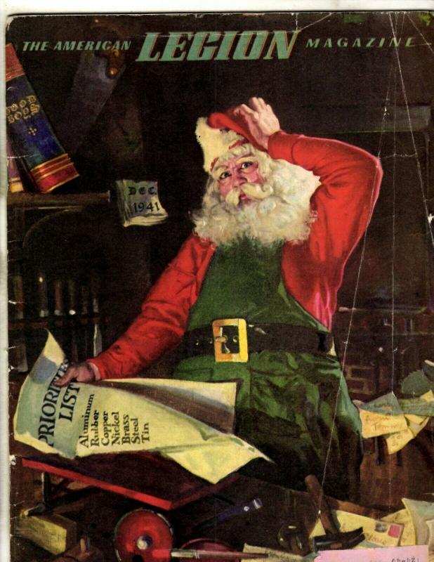 The American Legion Magazine Christmas Santa Claus Cover December 1941 ...