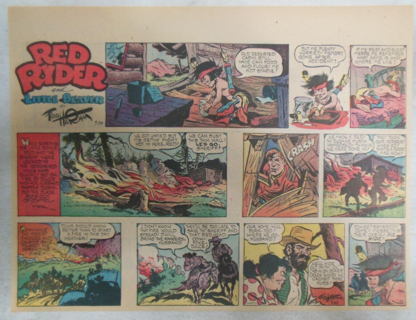 Red Ryder Sunday Page by Fred Harman 9/30/1951 Half Page Size! Western ...