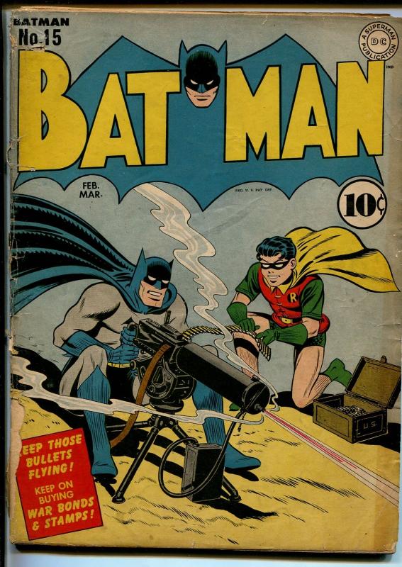 Batman #15 1943-DC Comics-Robin-.50 Caliber machine gun-Catwoman-Nazi's ...