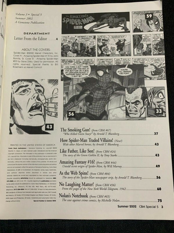 2002 COMIC BOOK MARKETPLACE Magazine Special #5 FN 6.0 Spider-Man w/ Stickers | Comic Books ...