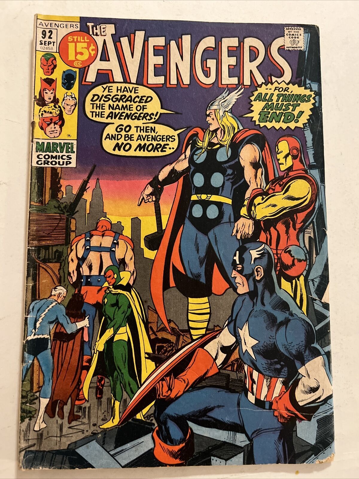 Avengers #92 1971 Marvel Comics Reader Copy Heavy Wear See Pics Neal ...