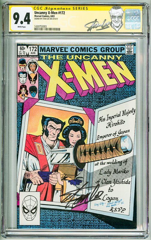 The Uncanny X-Men #172 (1983) CGC Signature Series 9.4! Signed by Stan ...