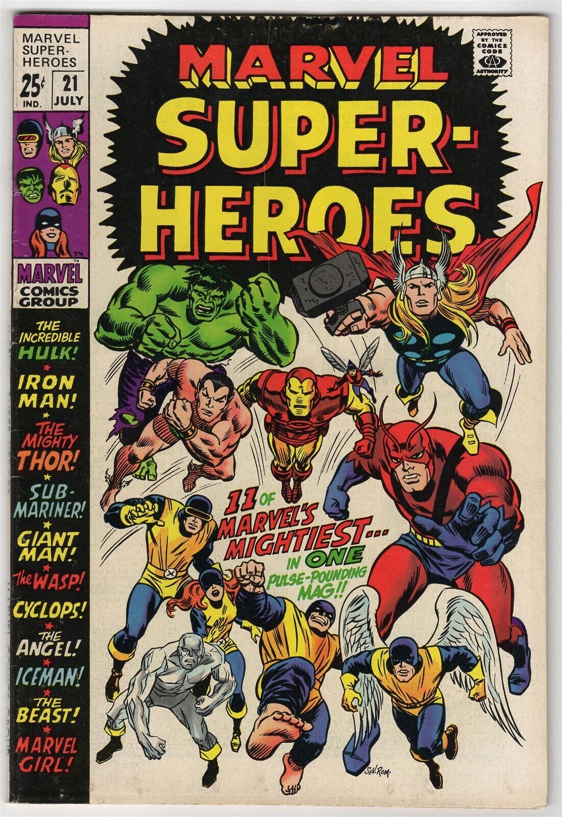 Marvel Super Heroes #21 ORIGINAL Vintage 1969 Jack Kirby X-Men Sub ...