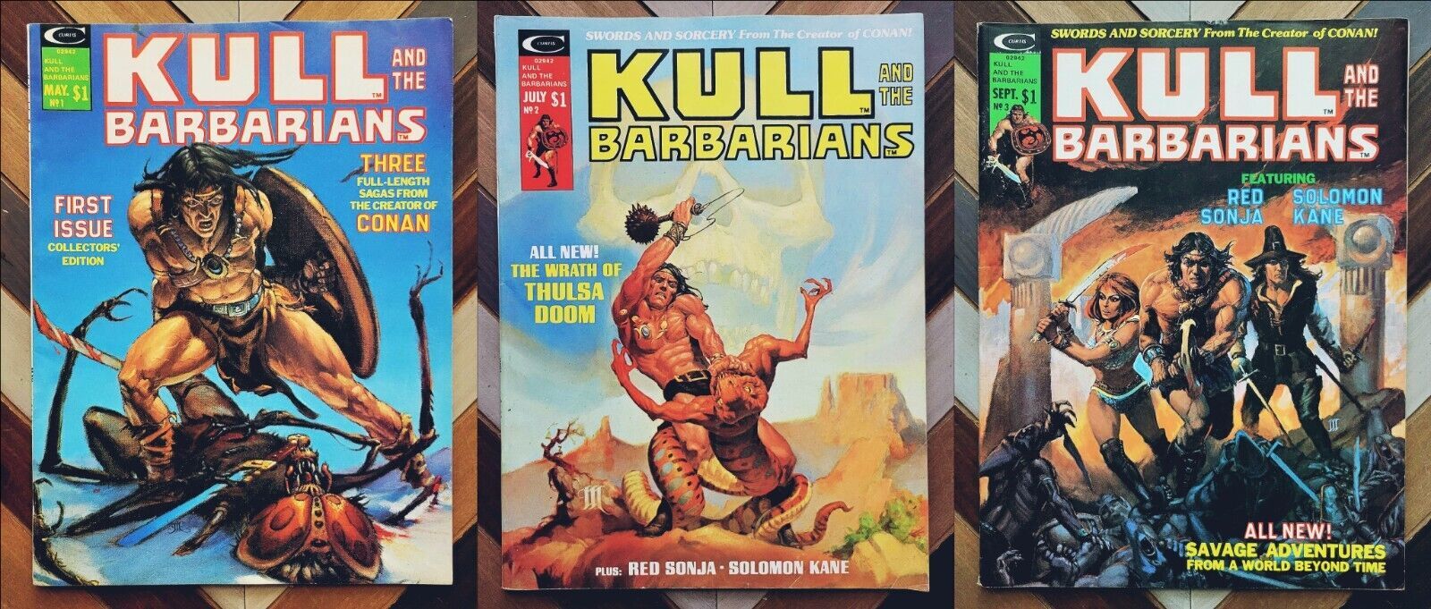 KULL & BARBARIANS #1-3 FN/VF Complete Set (Curtis 1975) RED SONJA ...