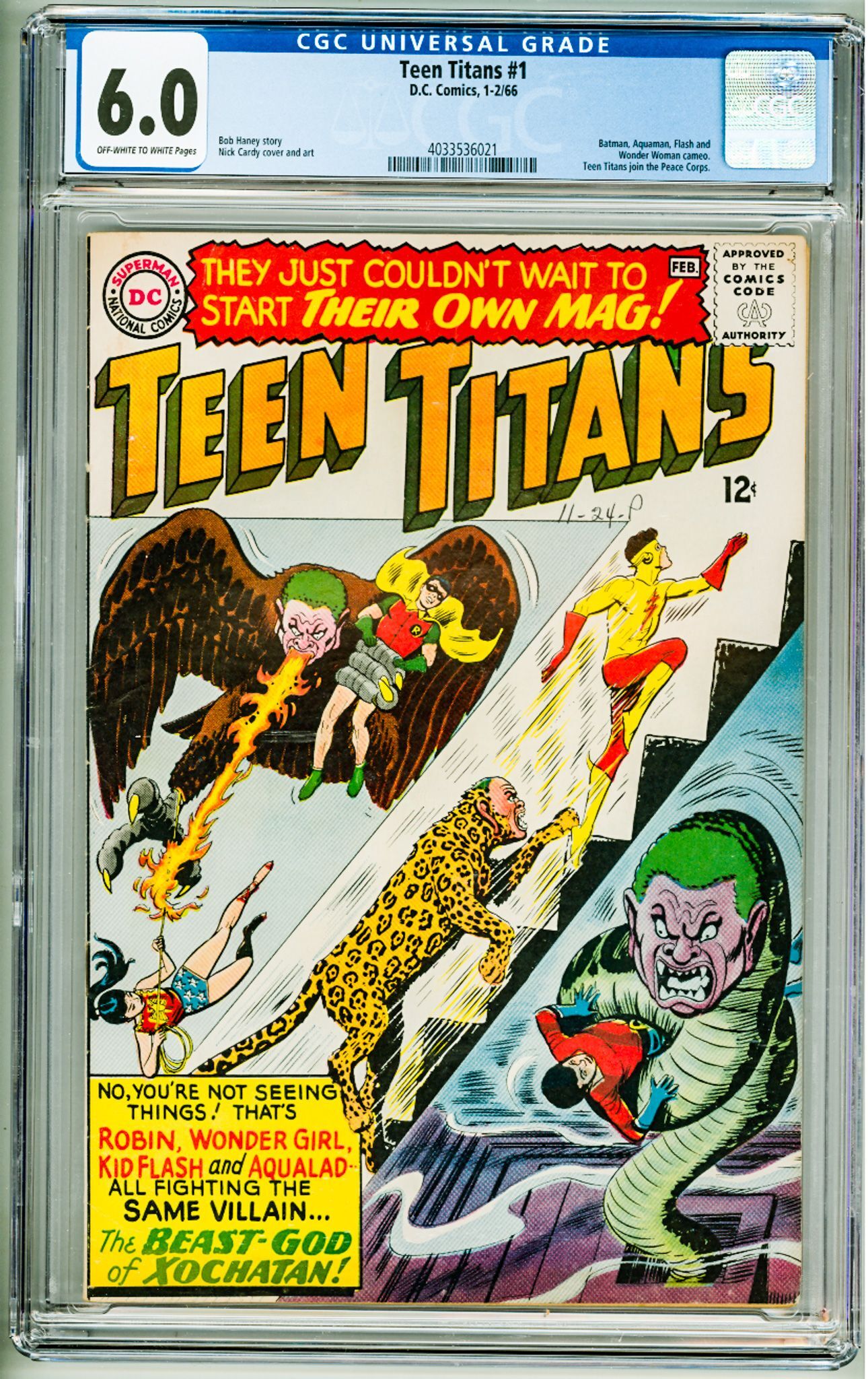 Teen Titans #1 (1966) CGC 6.0! OWW Pages! | Comic Books - Silver Age ...