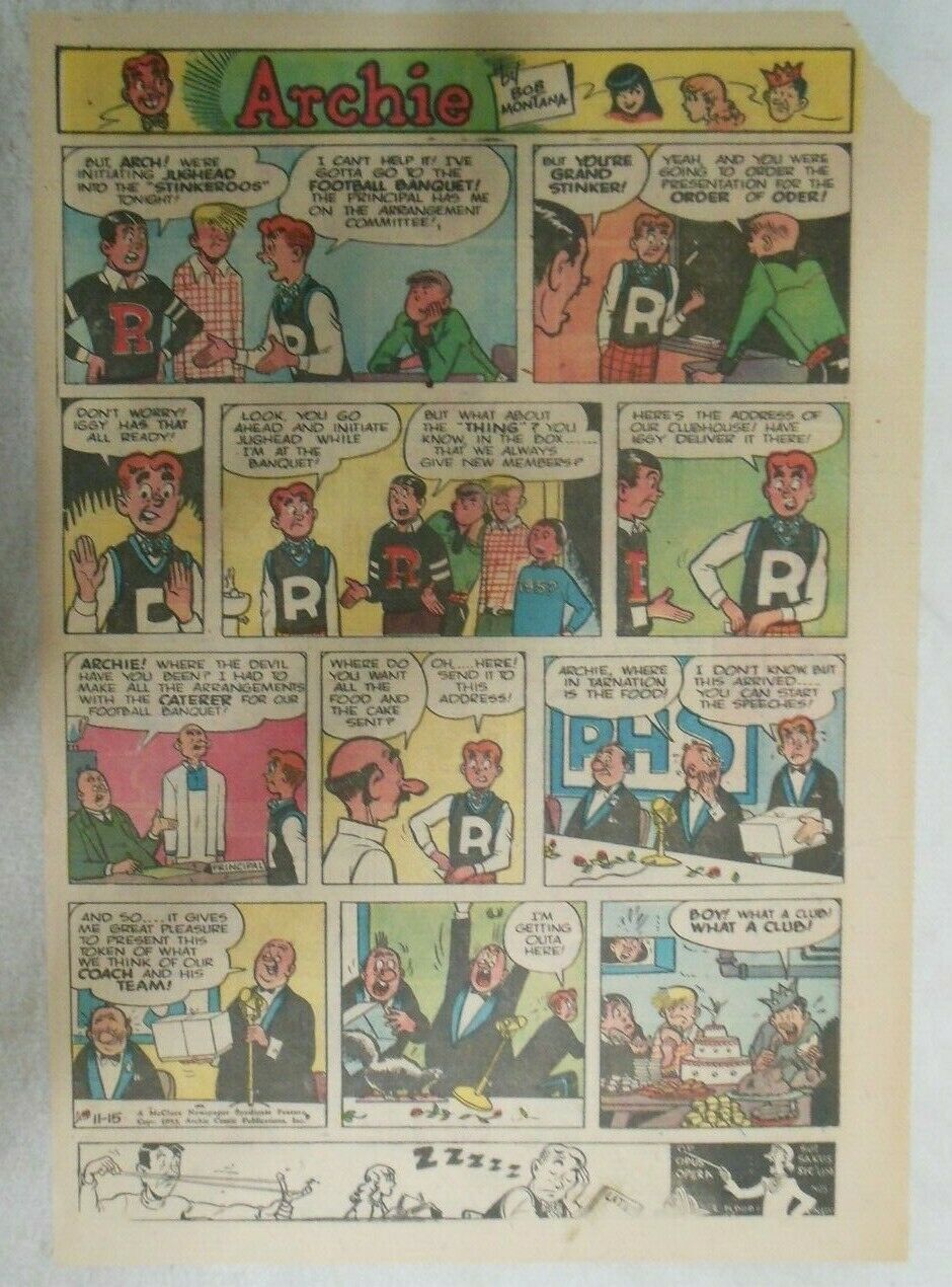 Archie Sunday by Bob Montana from 11/15/1953 Very Early Tabloid Size ...