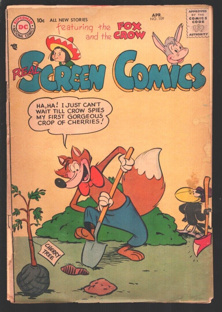 Real Screen Comics #107 1957-DC-Fox and Crow.-Violent & wacky humor ...
