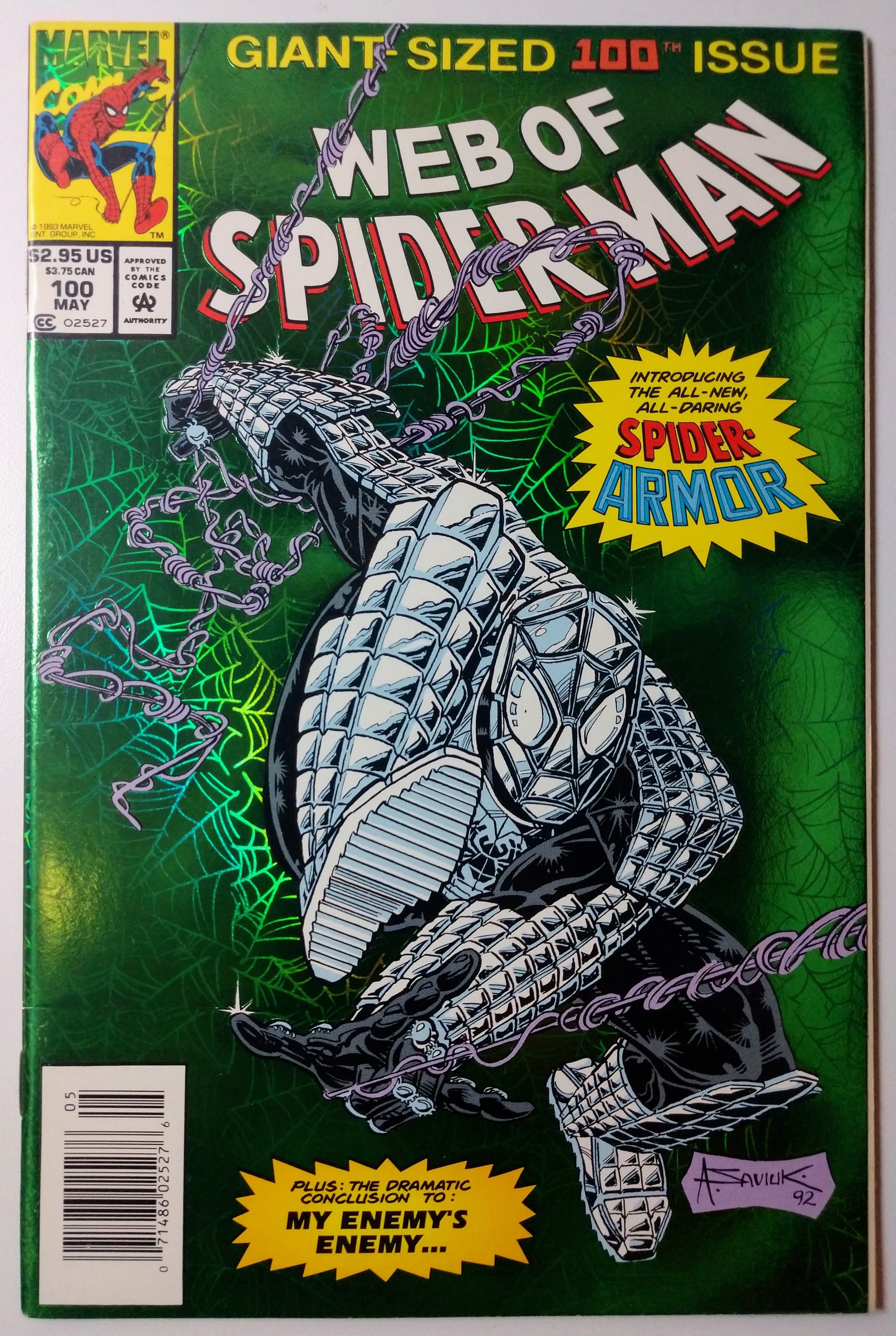 Web of Spider-Man #100 (9.0, 1993) Debut of Spider-Armor MK I, armor ...