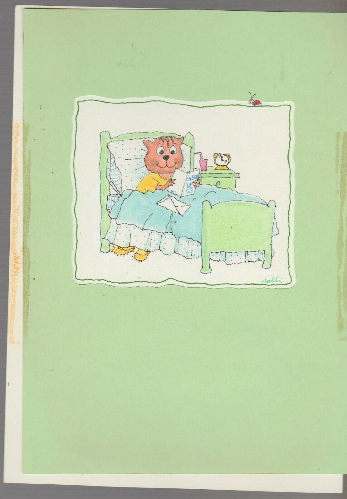 GLAD YOU'RE BETTER Cartoon Squirrel in Hospital 5.5x8" Greeting Card ...