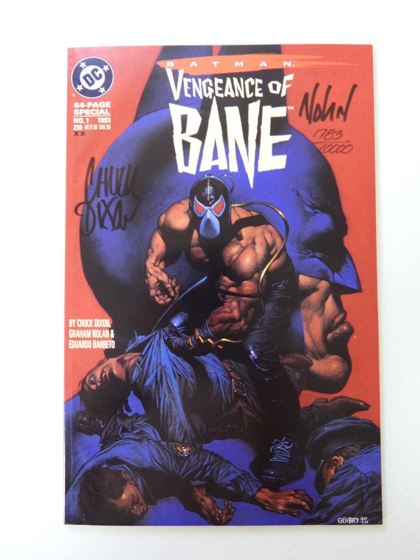 Batman Vengeance of Bain #1 1st Bane 2nd print signed Nolan and Dixon w ...