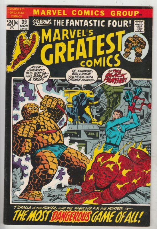 Marvel's Greatest Comics #39 (Nov-72) VF+ High-Grade Fantastic Four, Mr ...