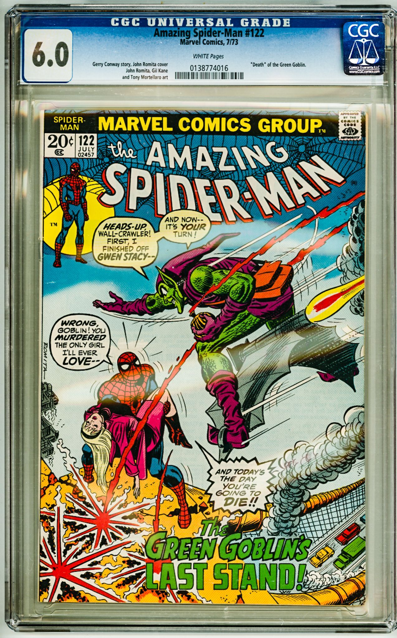 Amazing Spider-Man #122 (1973) CGC 6.0! small cracks right side of slab ...