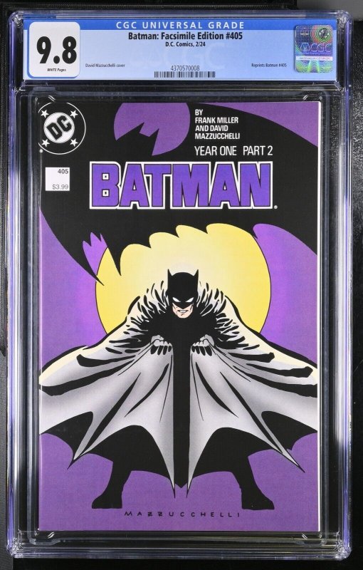 Batman #405 Facsimile Edition CGC 9.8 Facsimile of 1987 Key Issue DC ...