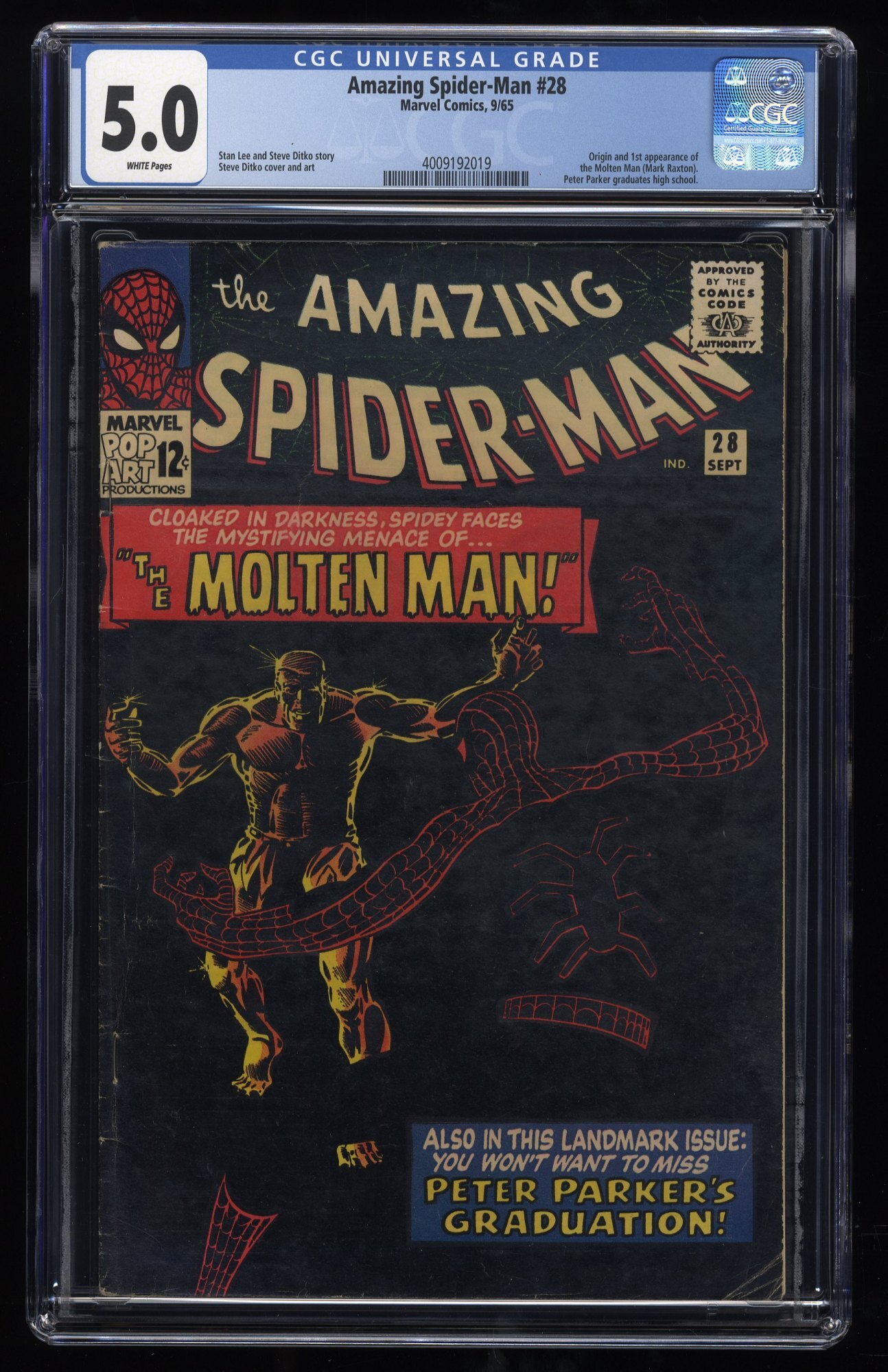 Amazing Spider-Man #28 CGC VG/FN 5.0 White Pages 1st Appearance Molten ...
