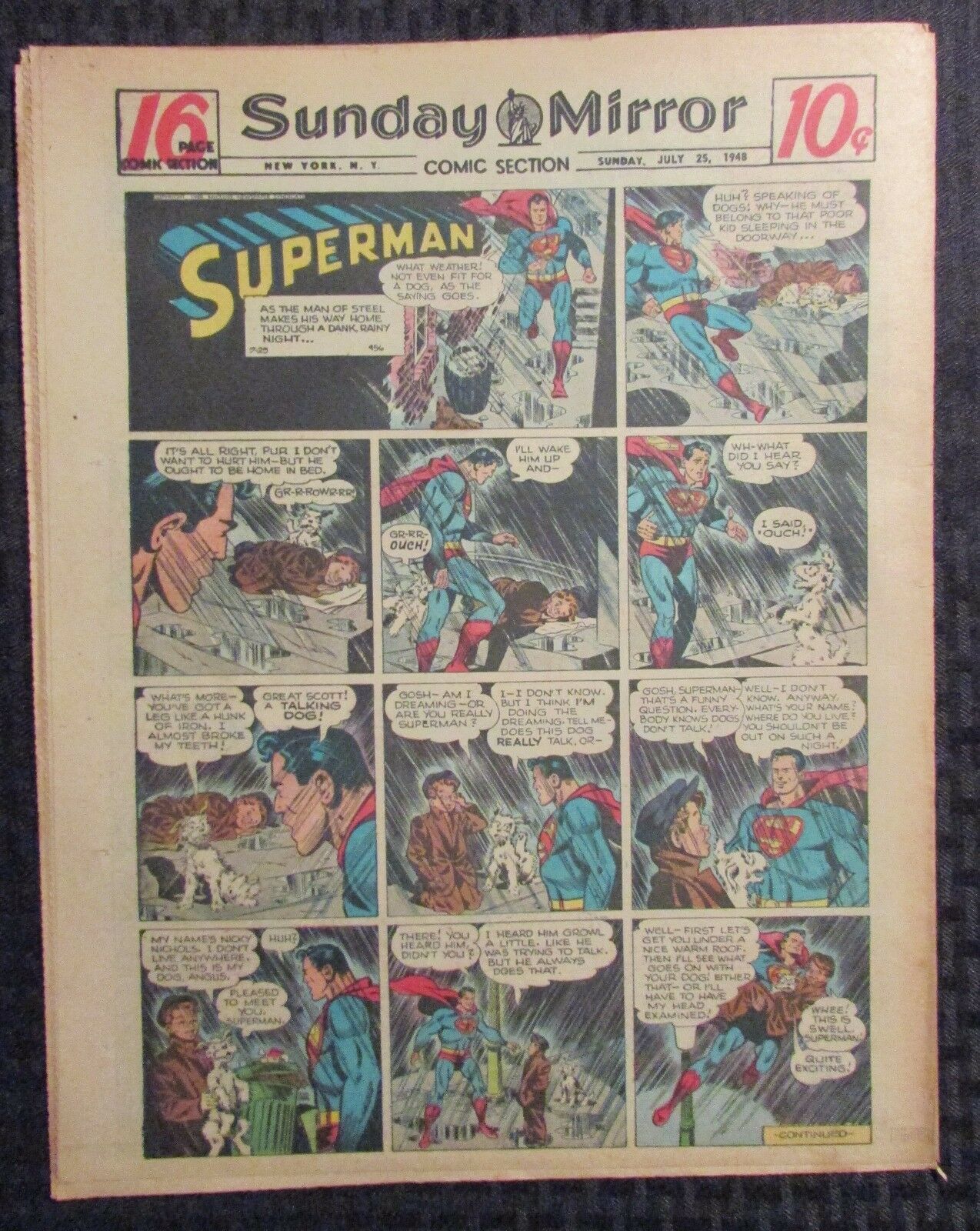 1948 July 25 Sunday Mirror Comic Section VG+ 4.5 Superman / Joe Palooka ...