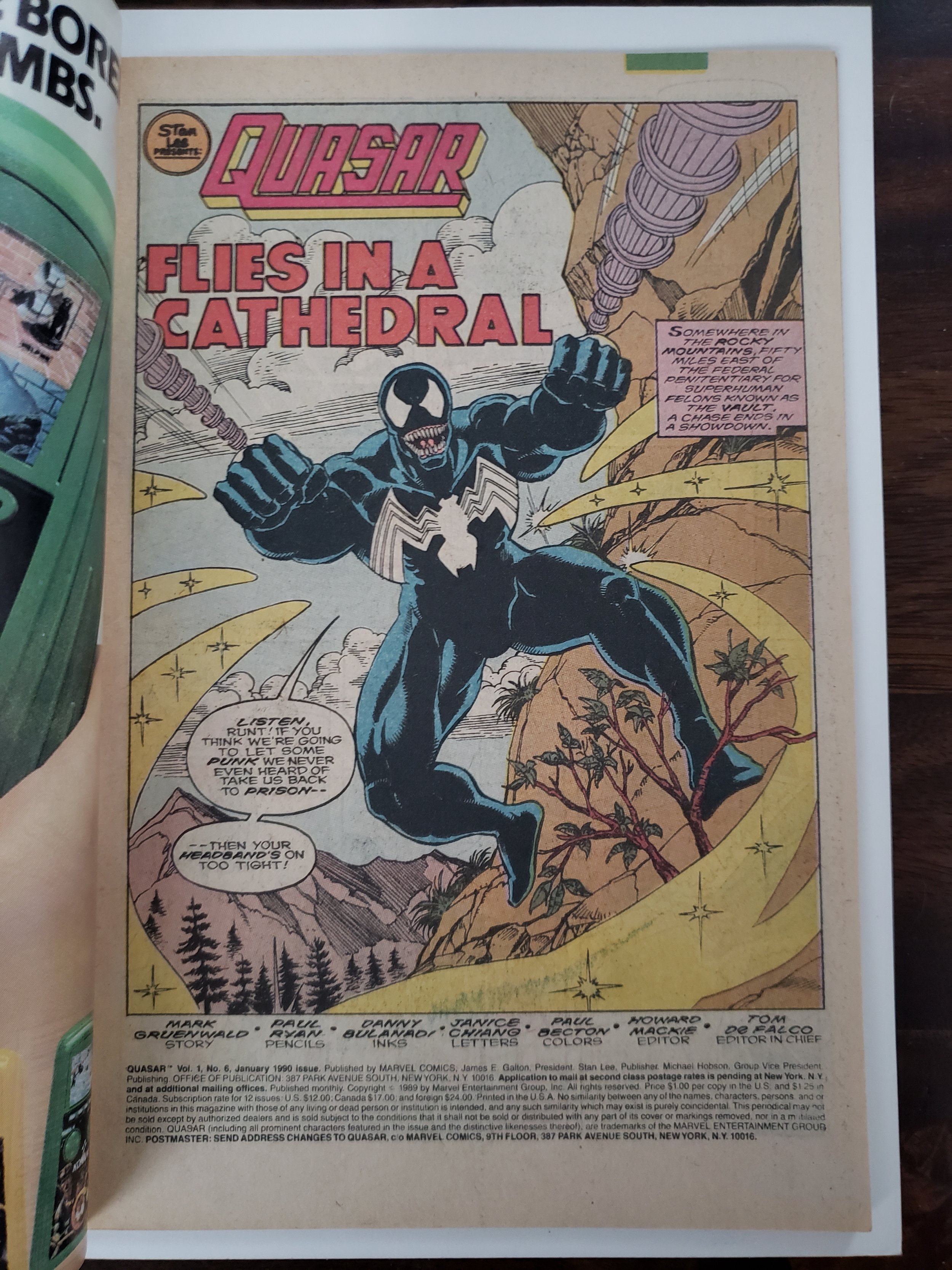 Quasar 6 Mark Jewelers Insert 1st Venom Crossover (1990) | Comic Books ...