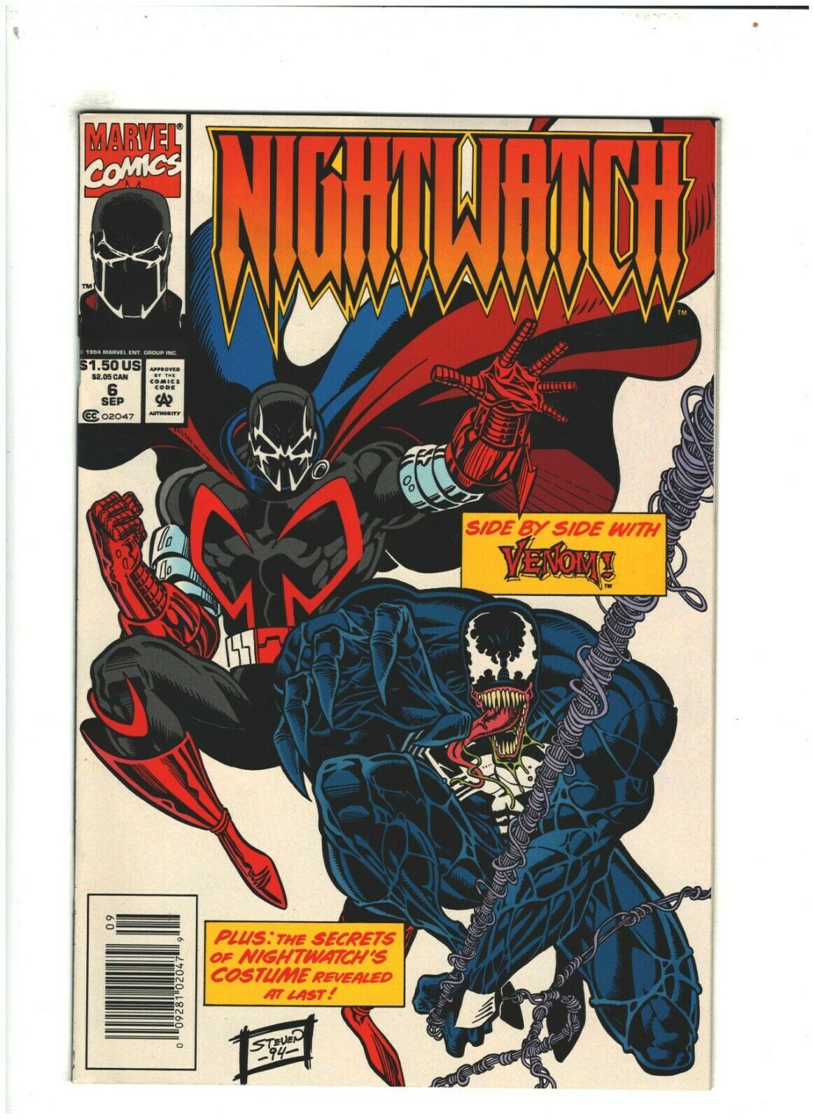 Nightwatch #6 NM- 9.2 Newsstand Marvel Comics 1994 Venom app. | Comic ...