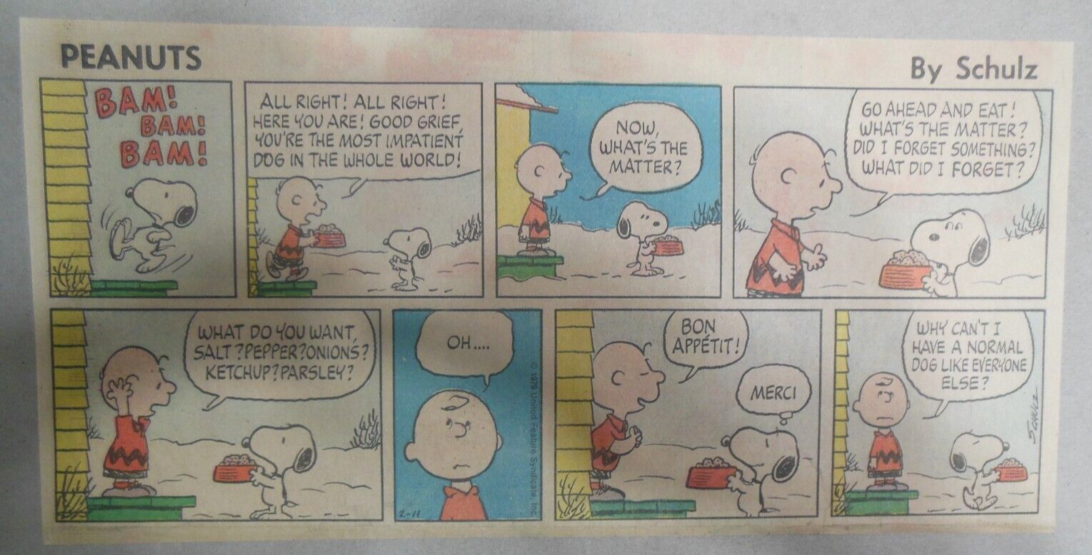 Peanuts Sunday Page by Charles Schulz from 2/11/1979 Size: ~7.5 x 15 ...