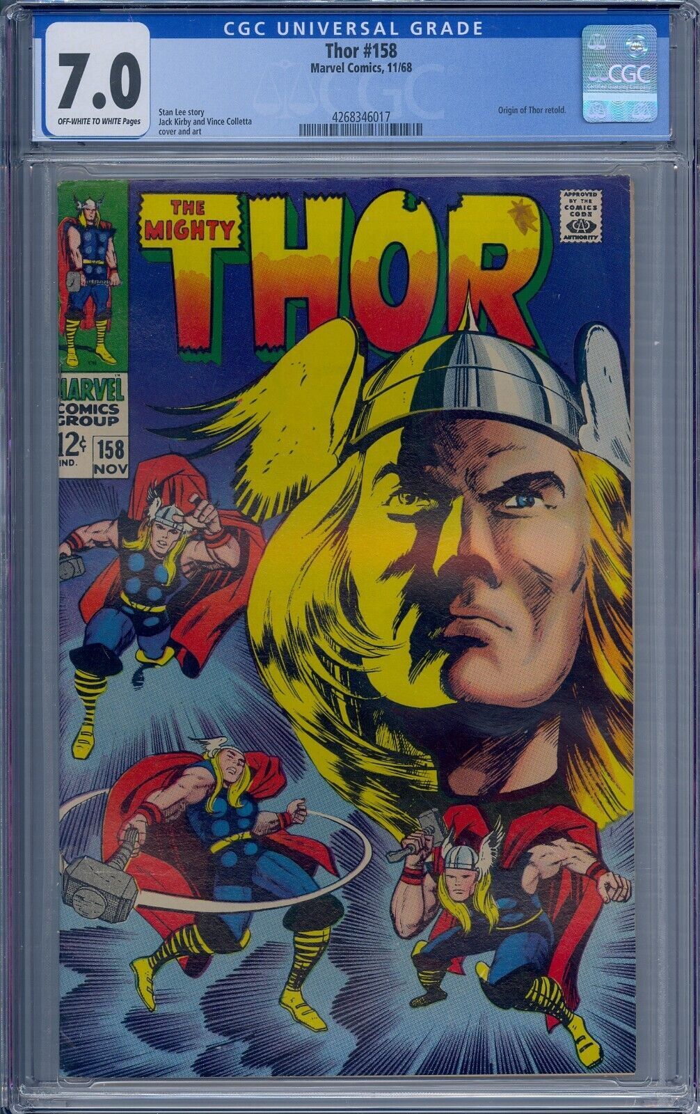 Thor #158 CGC 7.0 Origin Retold Jack Kirby | Comic Books - Silver Age ...
