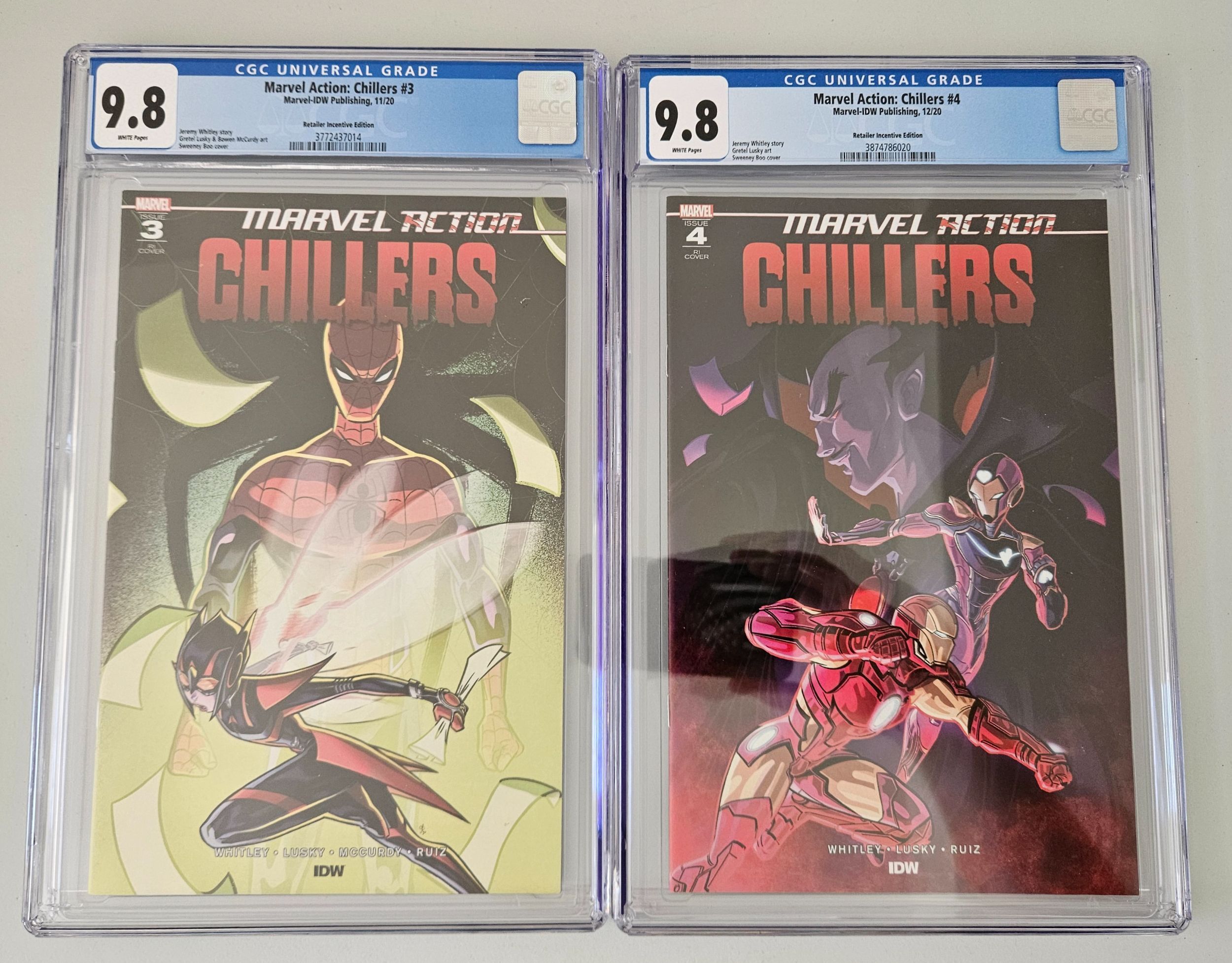 Marvel Action Chillers 3 and 4 both 9.8s 1:10 Sweeny Boo Variant Covers ...