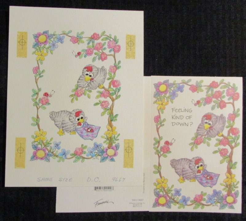GET WELL SOON Cartoon Chickens & Ladybugs 7x9" Greeting Card Art #9667 ...