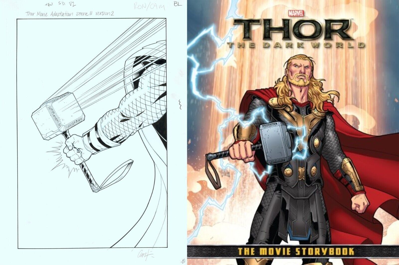 Ron Lim Cam Smith Blue Lines Original Art Thor Dark World ~ Mjölnir ...