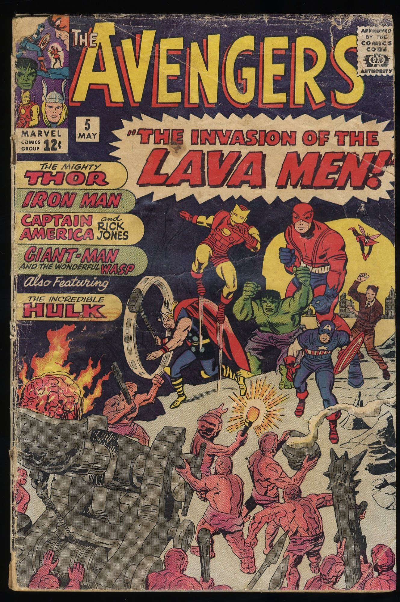 Avengers #5 FA/GD 1.5 Hulk and Lava Men Appearance! Jack Kirby! Stan ...