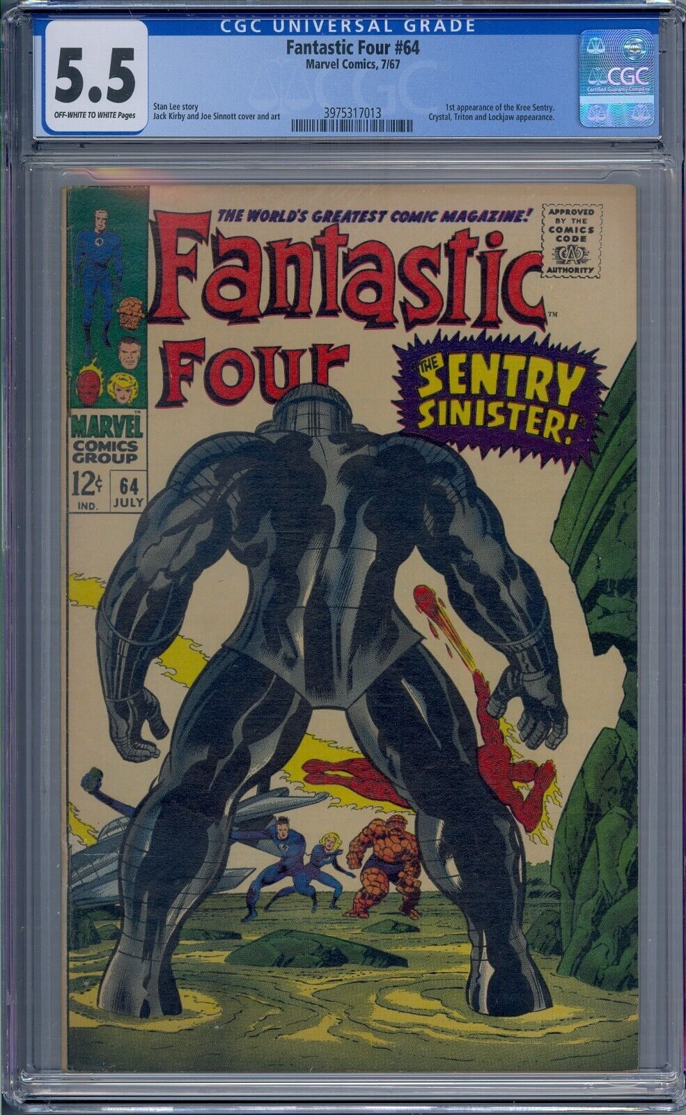 Fantastic Four #64 CGC 5.5 1st Kree Sentry Jack Kirby | Comic Books - Silver Age, Marvel ...