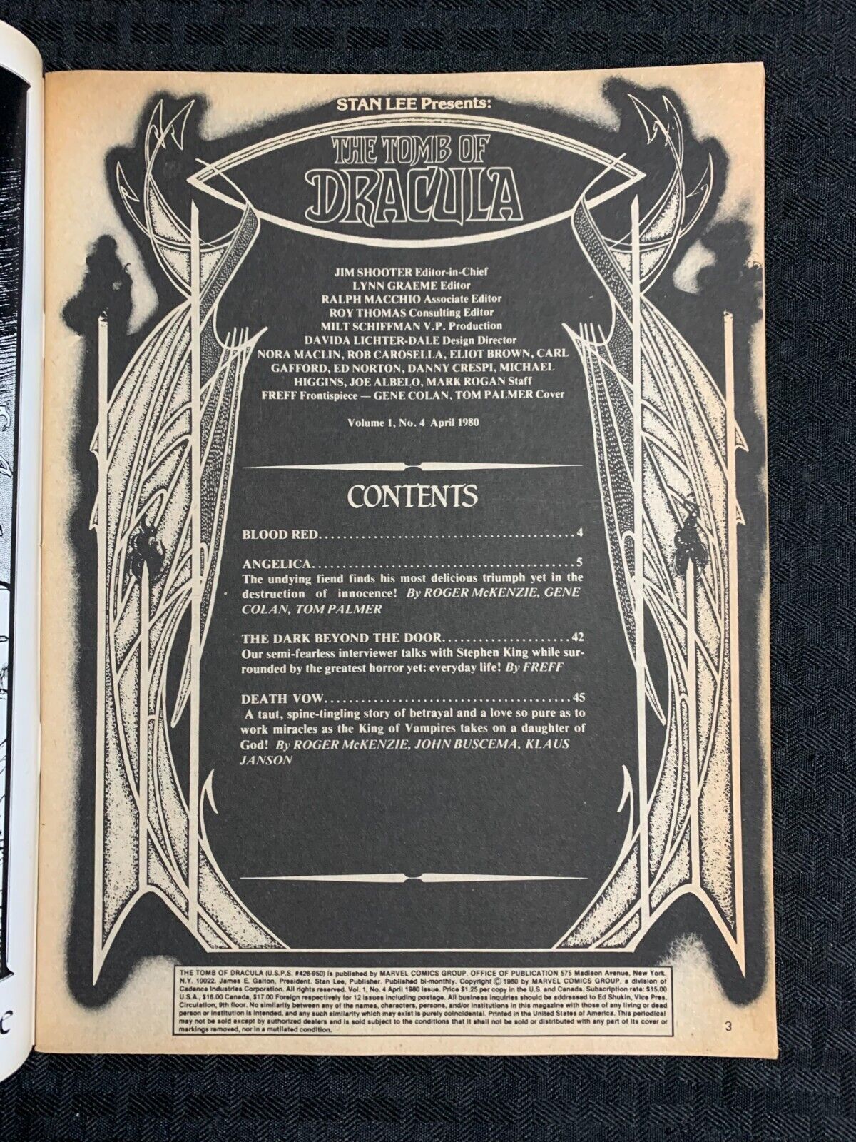 1980 TOMB OF DRACULA Magazine #4 FN+ 6.5 Gene Colan / Stephen King ...