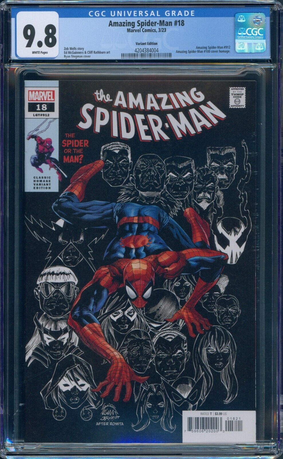 Amazing Spider-Man #18 CGC 9.8 Ryan Stegman ASM #100 1971 Homage Marvel ...